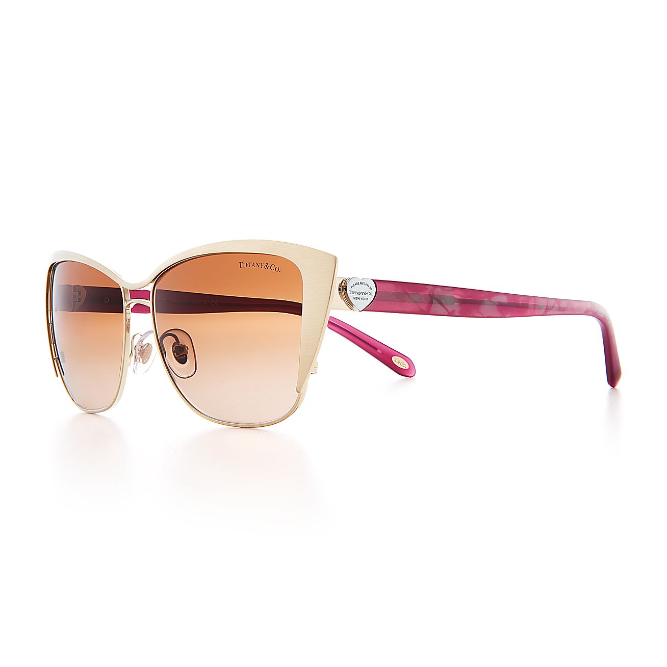 Return To Tiffany® Cat Eye Sunglasses In Gold Colored Metal And Acetate