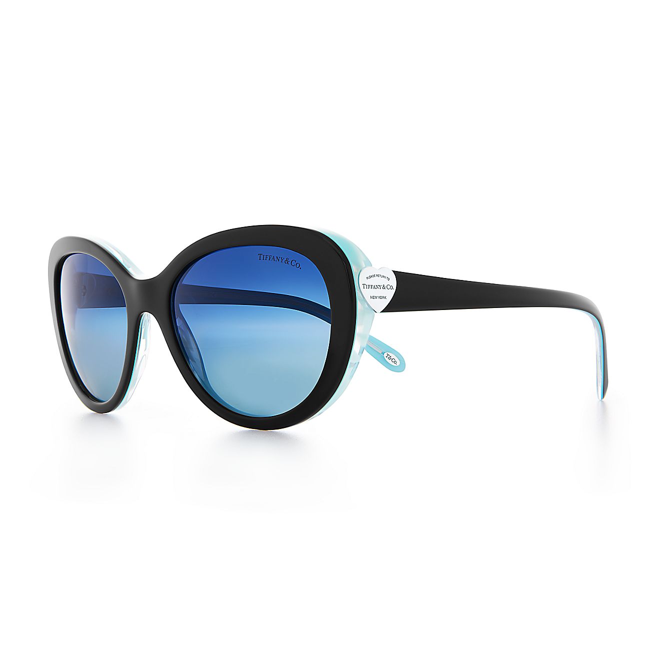 Return To Tiffany® Oval Sunglasses In Black And Striped Tiffany Blue