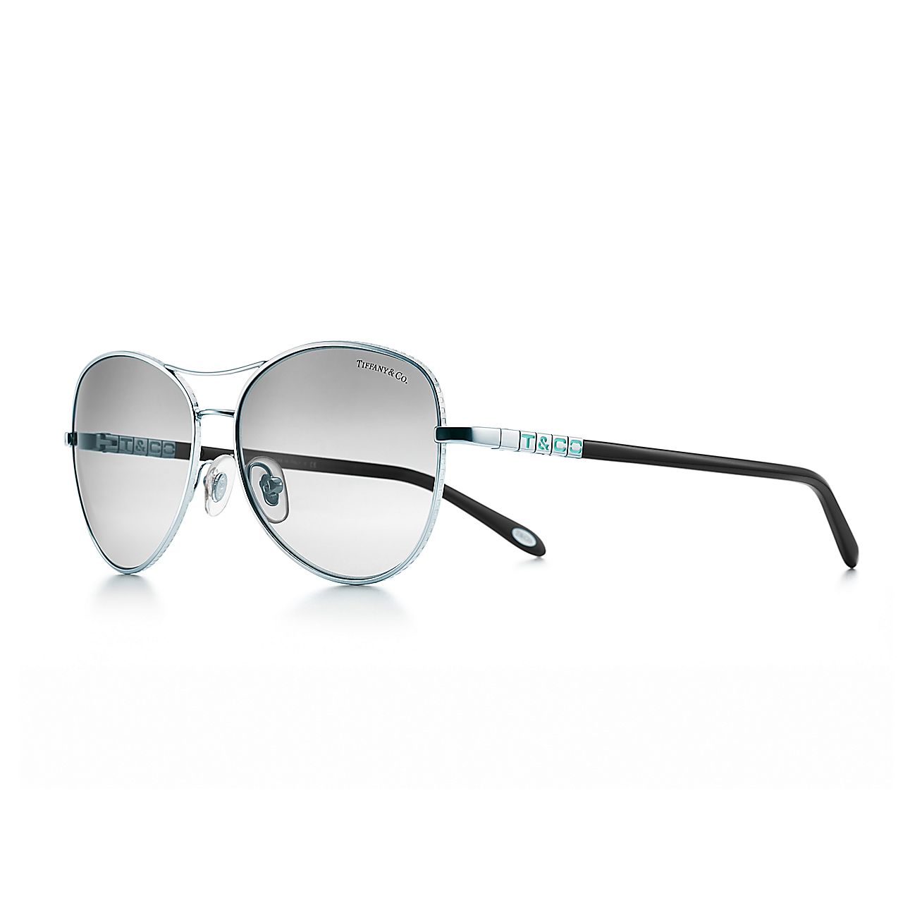 Tiffany Era Aviator Sunglasses In Silver Colored Metal And Black