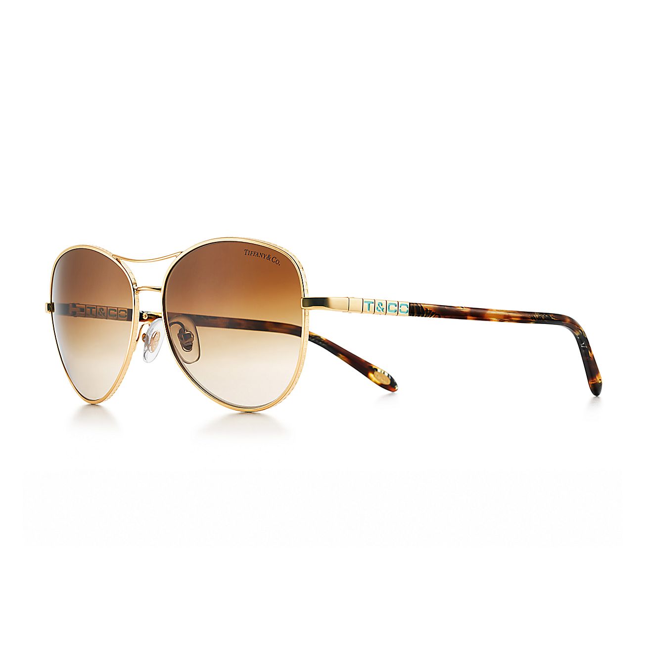 Tiffany Era Aviator Sunglasses In Gold Colored Metal And Tortoise