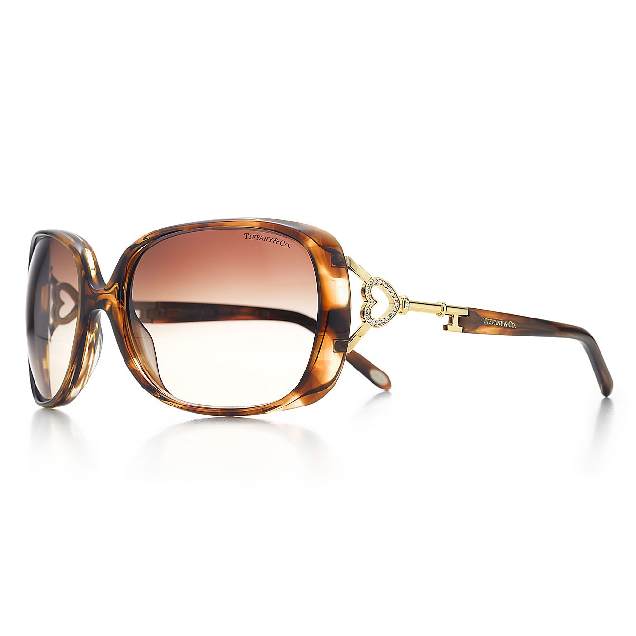 Tiffany Keys Rectangular Sunglasses In Brown Acetate With Austrian
