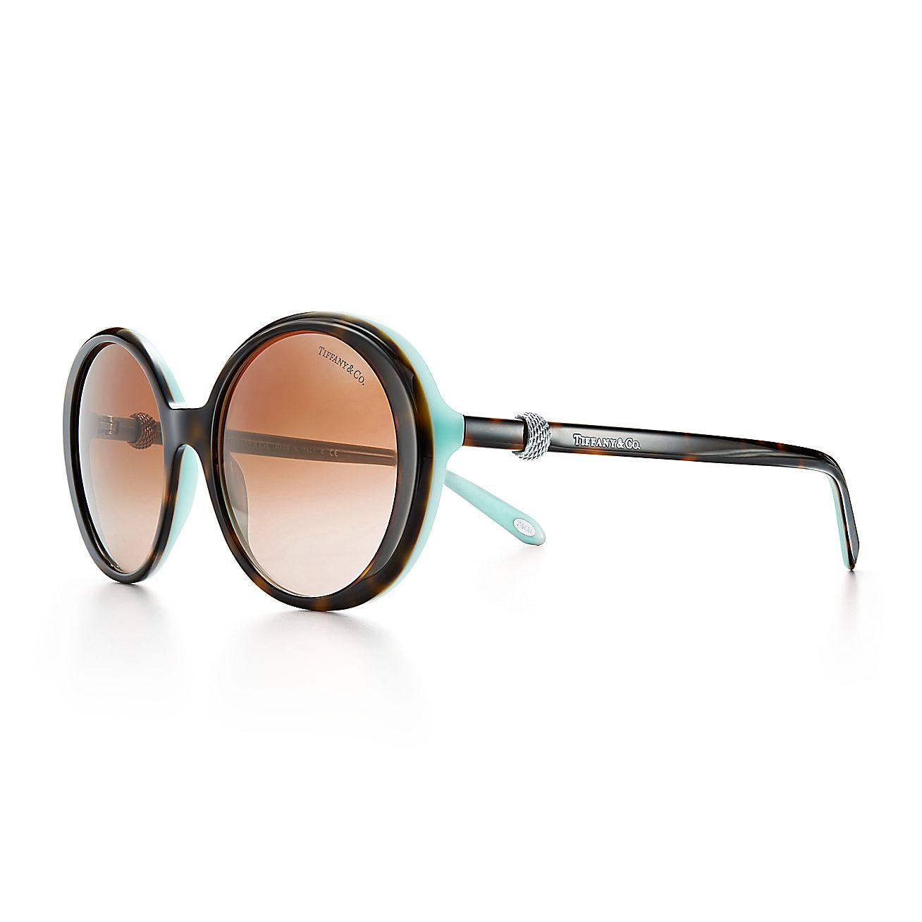 Tiffany Somerset™ Round Sunglasses In Havana And Tiffany Blue Acetate