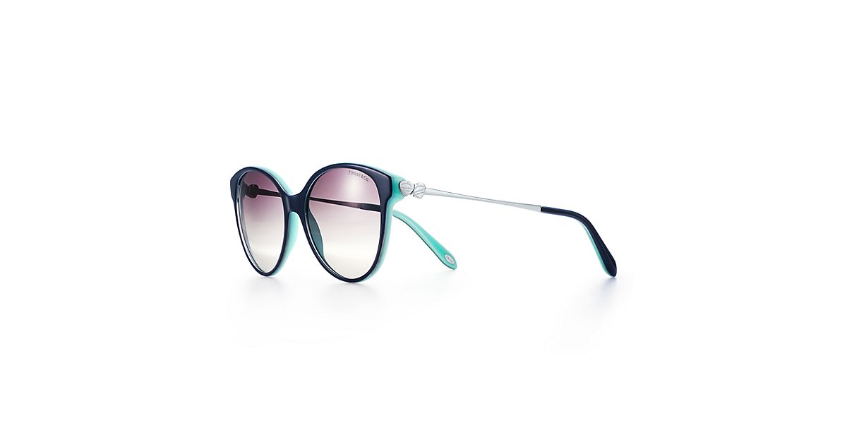 Return To Tiffany® Round Sunglasses In Blue And Tiffany Blue Acetate