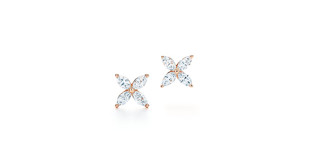 Tiffany Victoria® Earrings In 18k Rose Gold With Diamonds Medium