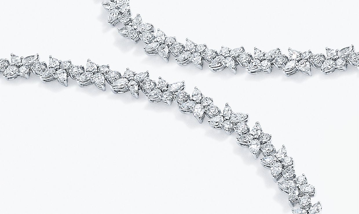 Tiffany Victoria™ alternating bracelet in platinum with diamonds ...