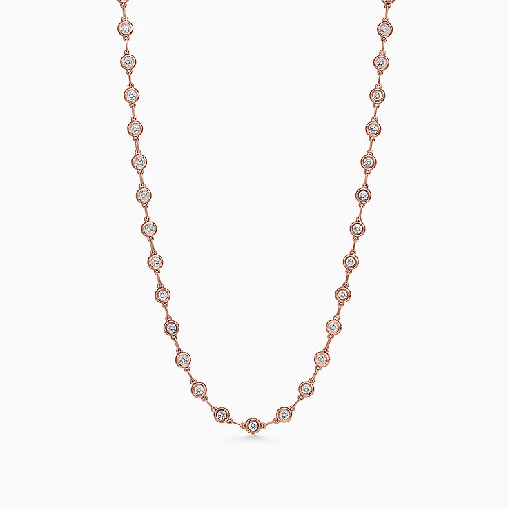 Elsa Peretti Diamonds by the Yard continuous necklace in 18k rose gold. Tiffany Co. US