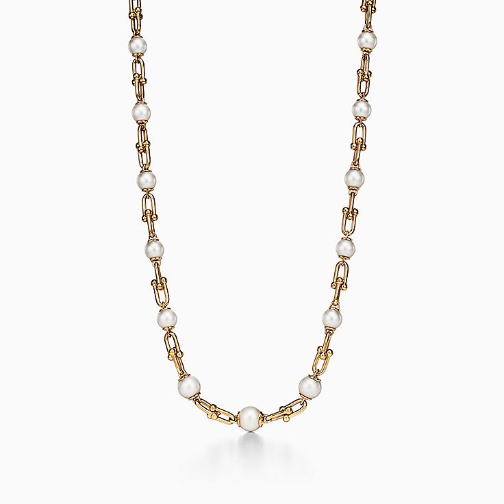 Tiffany HardWear Graduated Link Necklace in Yellow Gold with Freshwater Pearls Tiffany Co. CA