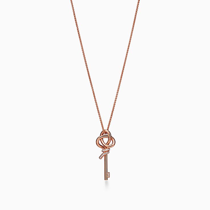 Tiffany Knot Small Key Pendant in Rose Gold with Diamonds Tiffany Co. US