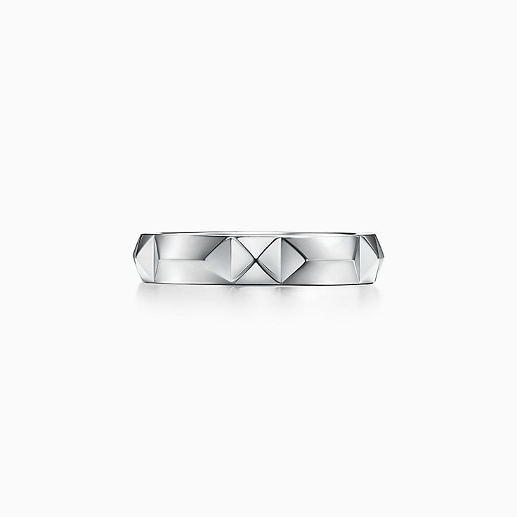 Tiffany True Wedding Band Ring in Platinum 4 mm Wide Size 12.5