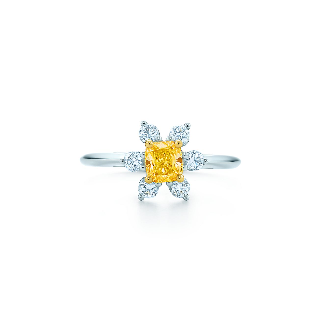 Buttercup ring in 18k gold and platinum with a Tiffany Yellow Diamond ...