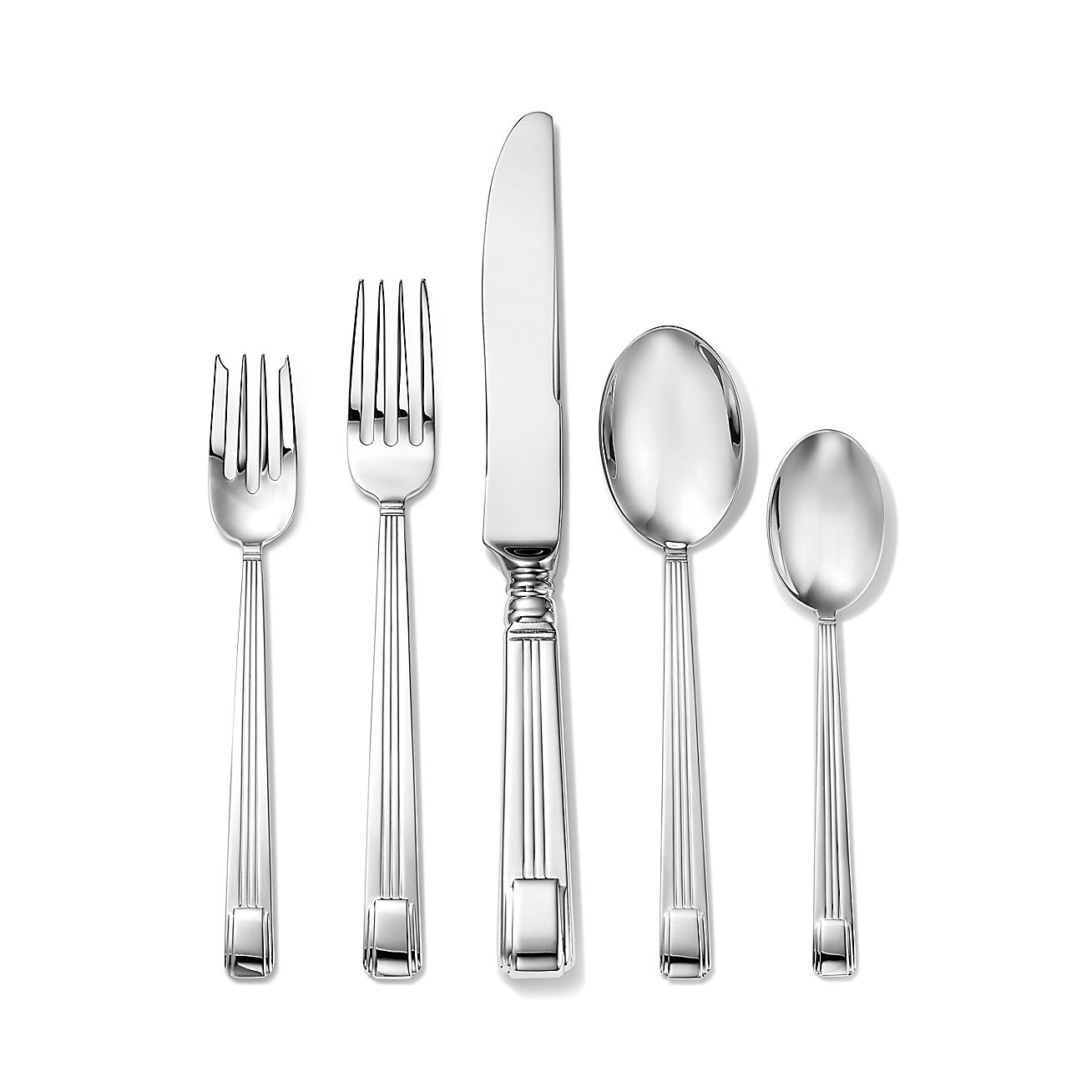 Century Five-piece Flatware Set in Sterling Silver and Stainless Steel ...