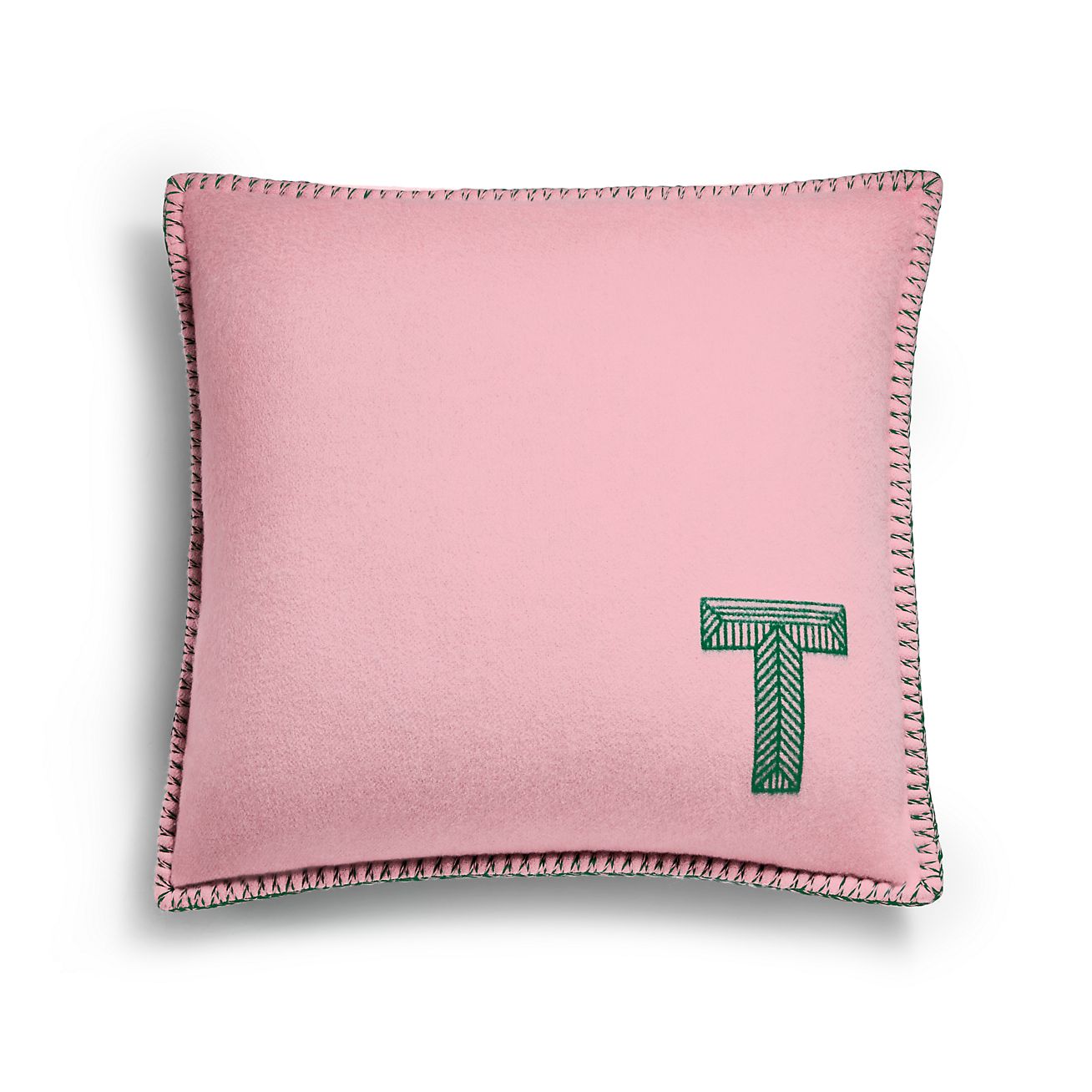 Color Block Cushion in Emerald Green and Morganite Pink Cashmere and ...