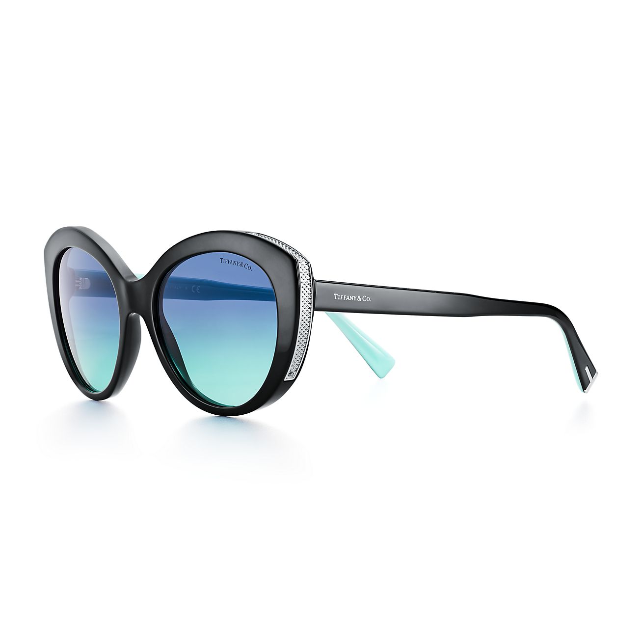 Diamond Point cat eye sunglasses in black acetate and silver-coloured ...