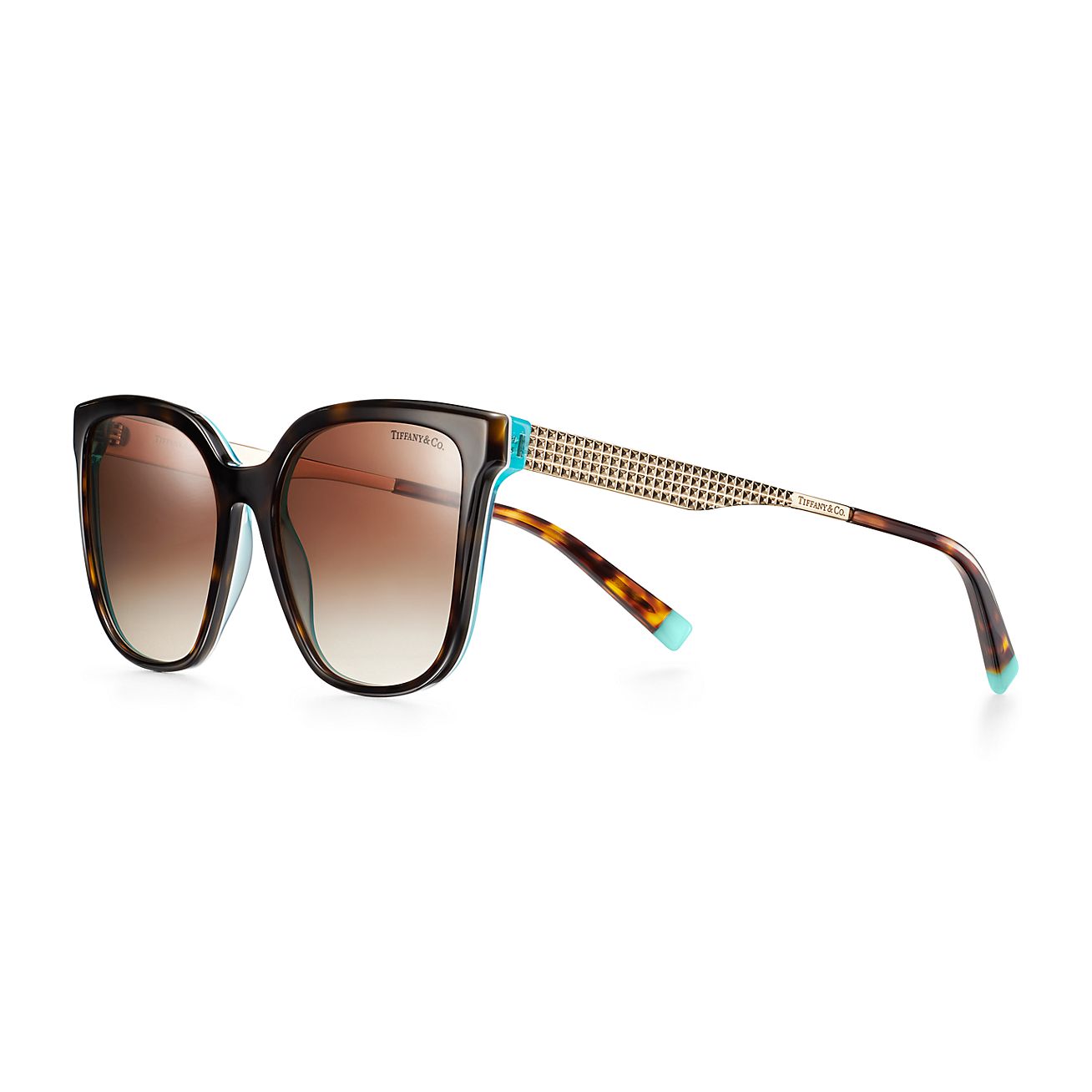 Diamond Point square sunglasses in tortoise and Tiffany Blue acetate ...