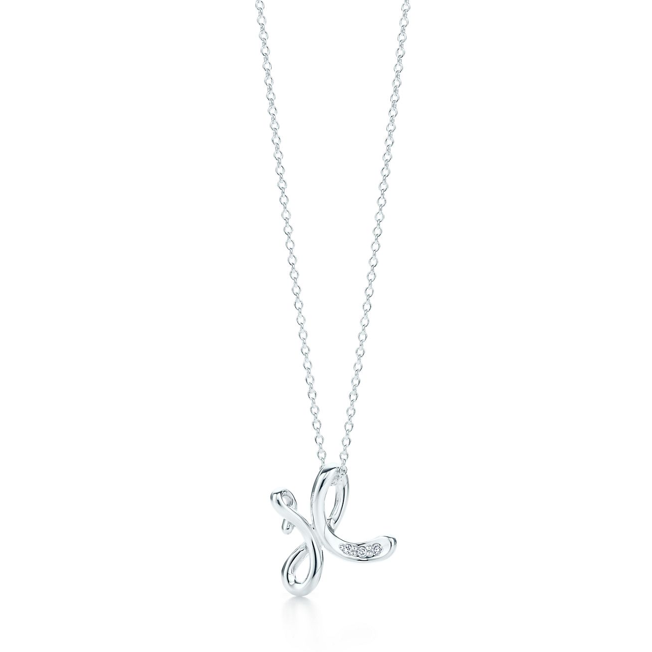 Elsa Peretti™ Alphabet Letter X Pendant in Silver with Diamonds, Small ...