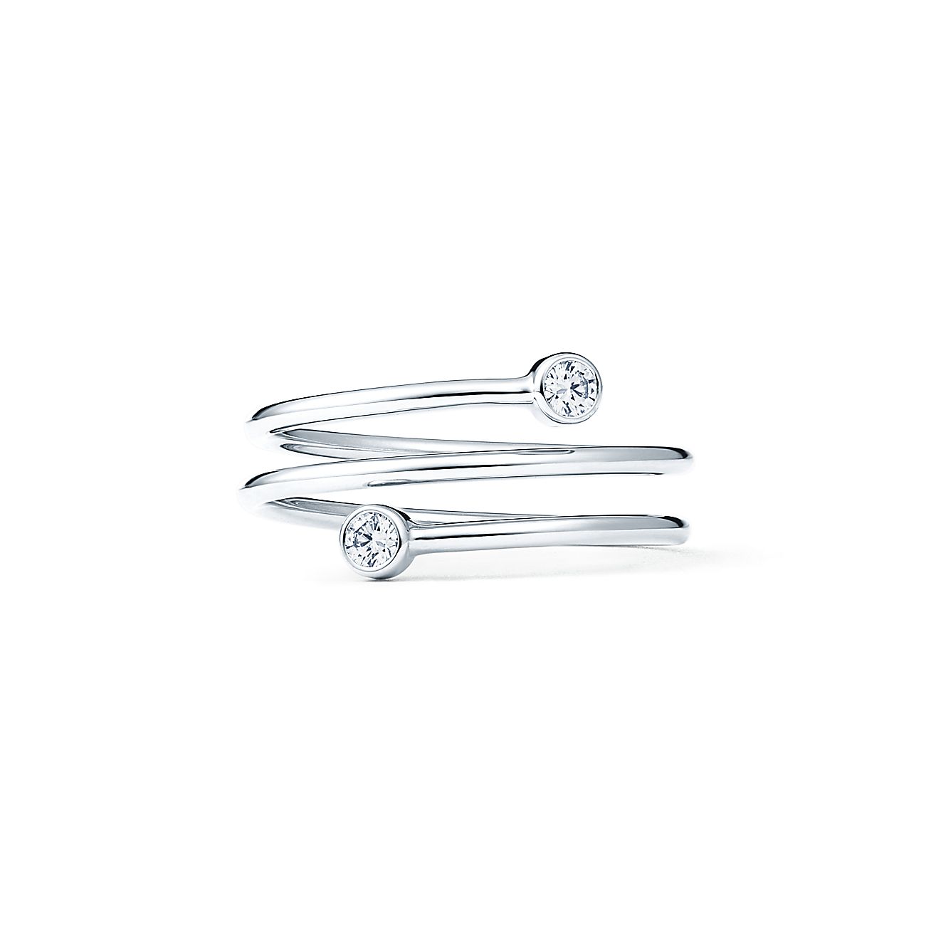 Elsa Peretti™ Diamond Hoop three-row ring in platinum with diamonds ...