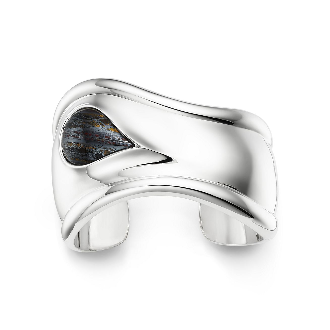 Elsa Peretti® Small Bone Cuff in Silver with Tiger Iron, 43 mm Wide ...