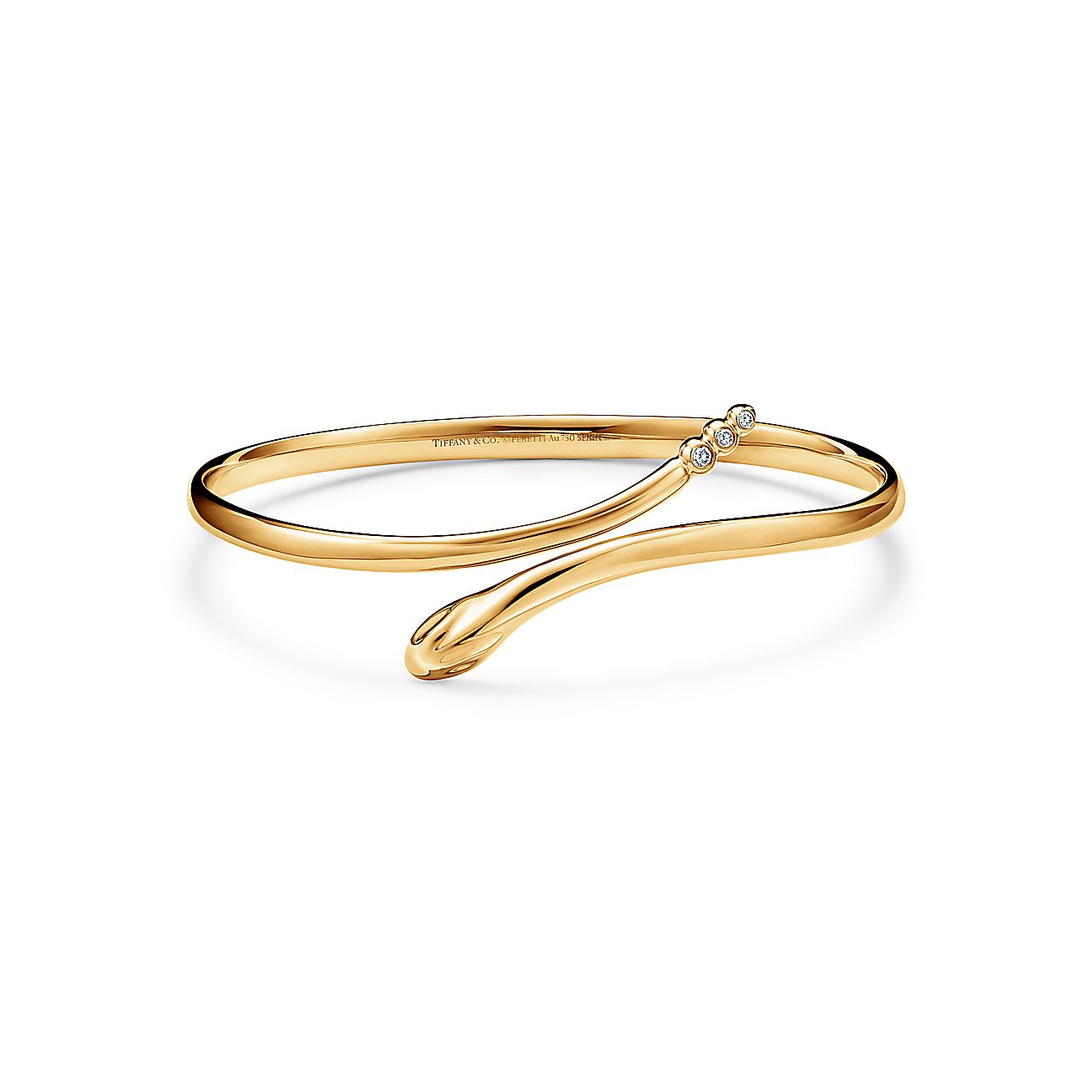 Elsa Peretti® Snake Bangle in Yellow Gold with Diamonds | Tiffany & Co ...