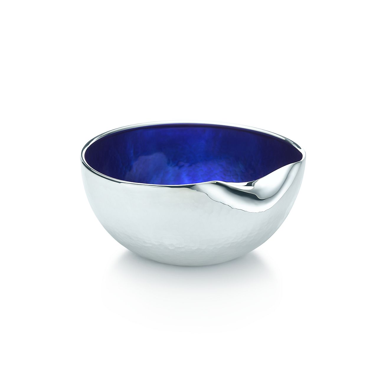 Elsa Peretti® Thumbprint bowl in sterling silver with blue enamel ...