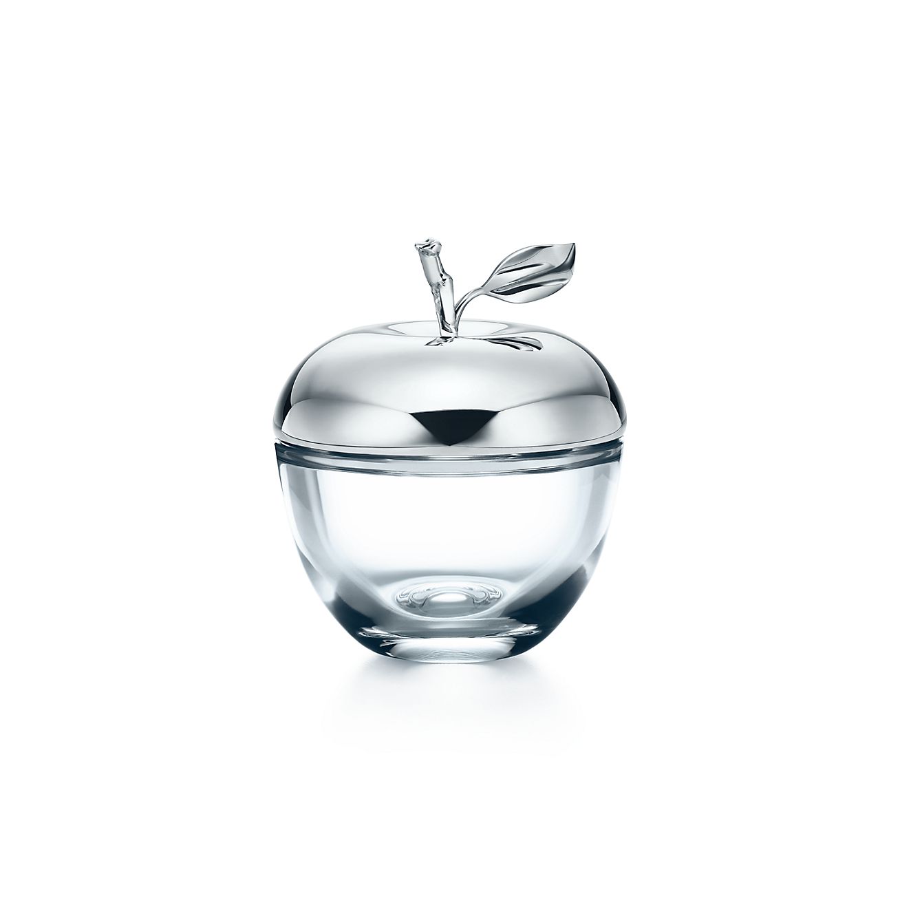 Everyday Objects crystal glass apple box with sterling silver ...