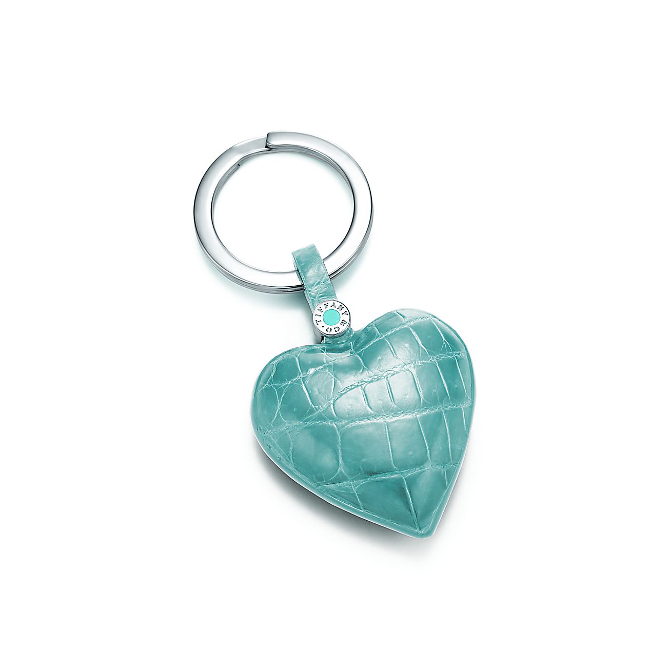 Heart key chain in light teal crocodile. More colors available ...