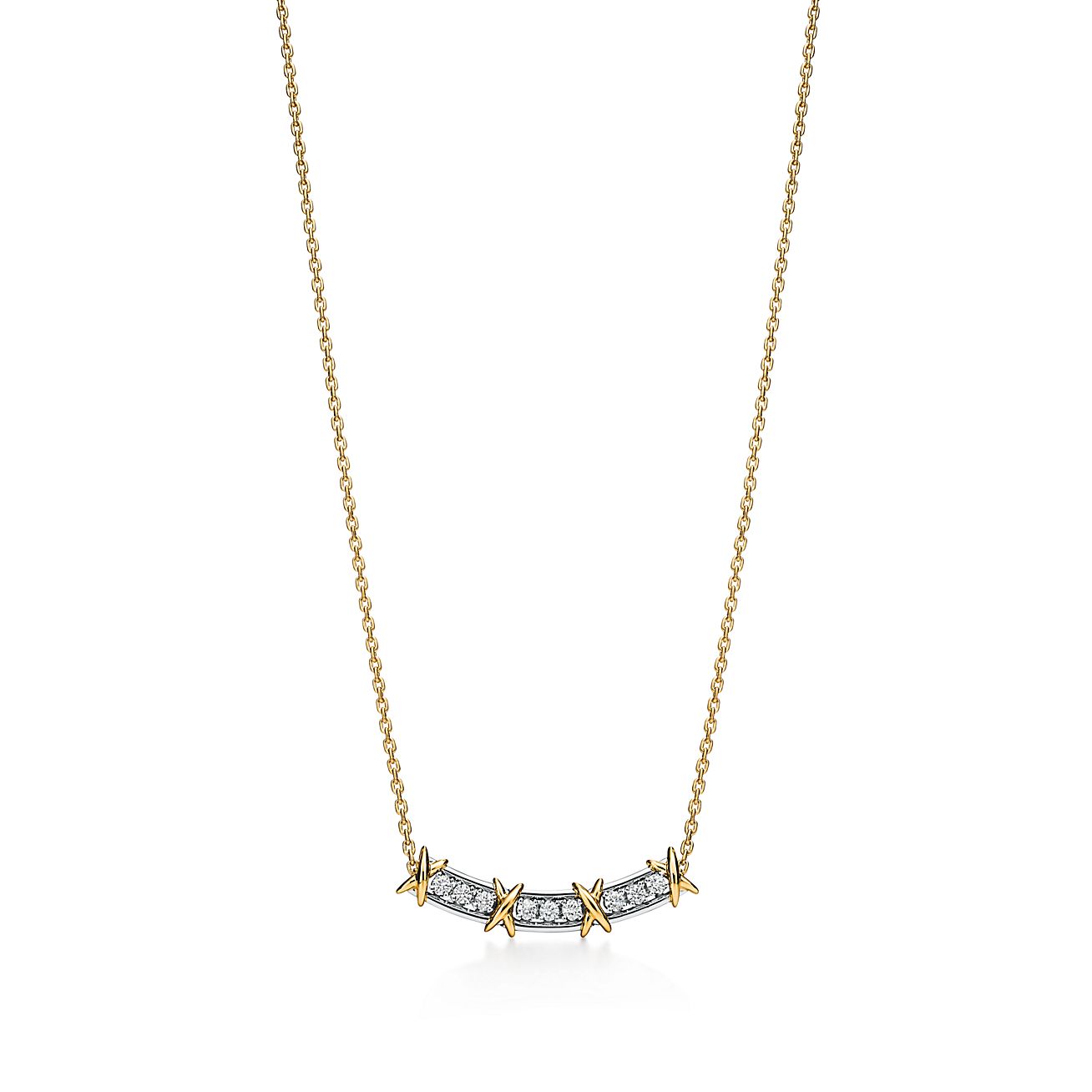 Jean Schlumberger by Tiffany Sixteen Stone Narrow Pendant with Diamonds ...