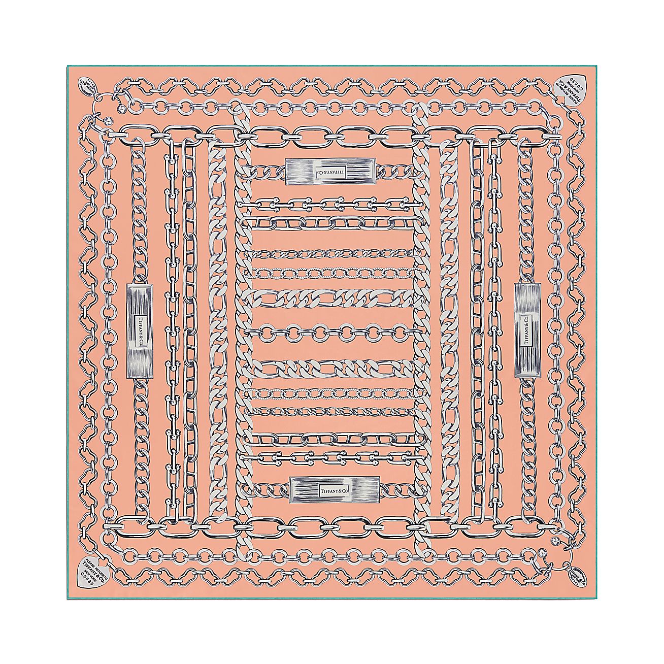 Return to Tiffany™ Chains Square Scarf in Peach Silk | Tiffany & Co ...