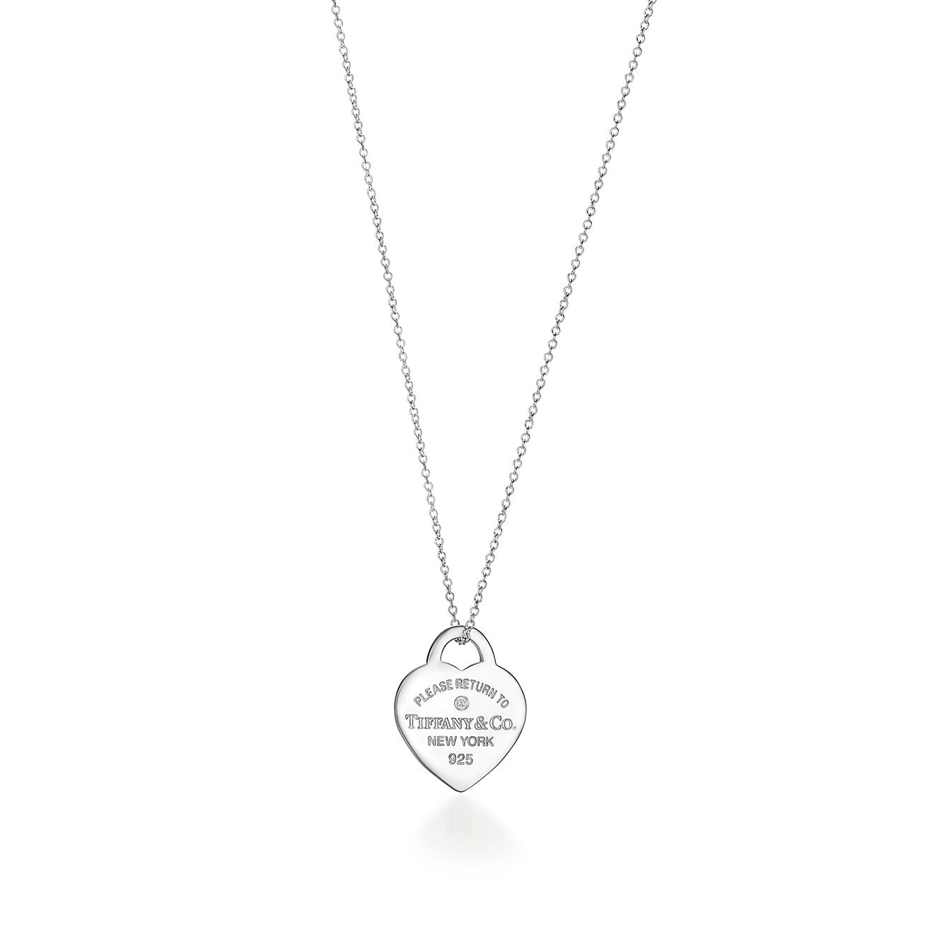 Colgante con placa de corazón Return to Tiffany™, plata fina, diamante ...