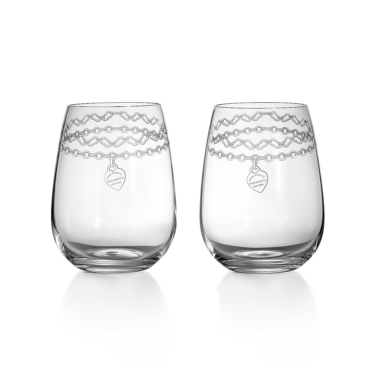Return to Tiffany™ Etched Stemless White Wine Glass in Crystal Glass ...
