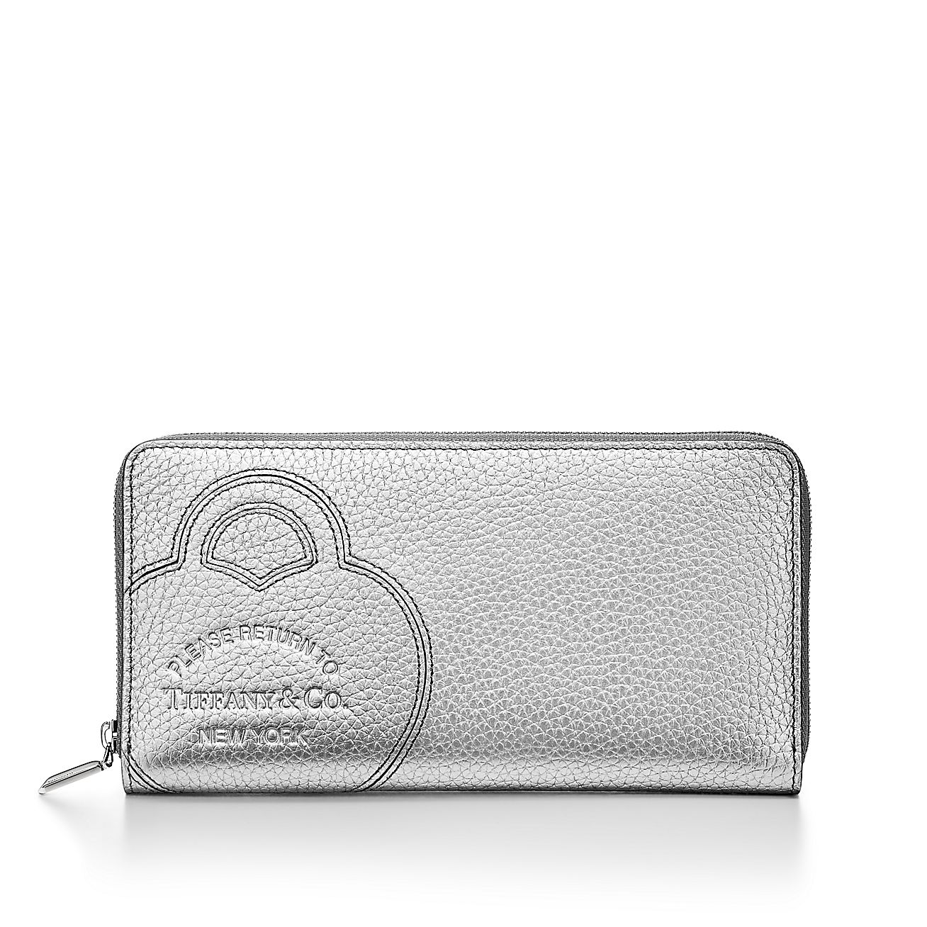 Return to Tiffany® Large Zip Wallet in Silver-colored Leather | Tiffany ...