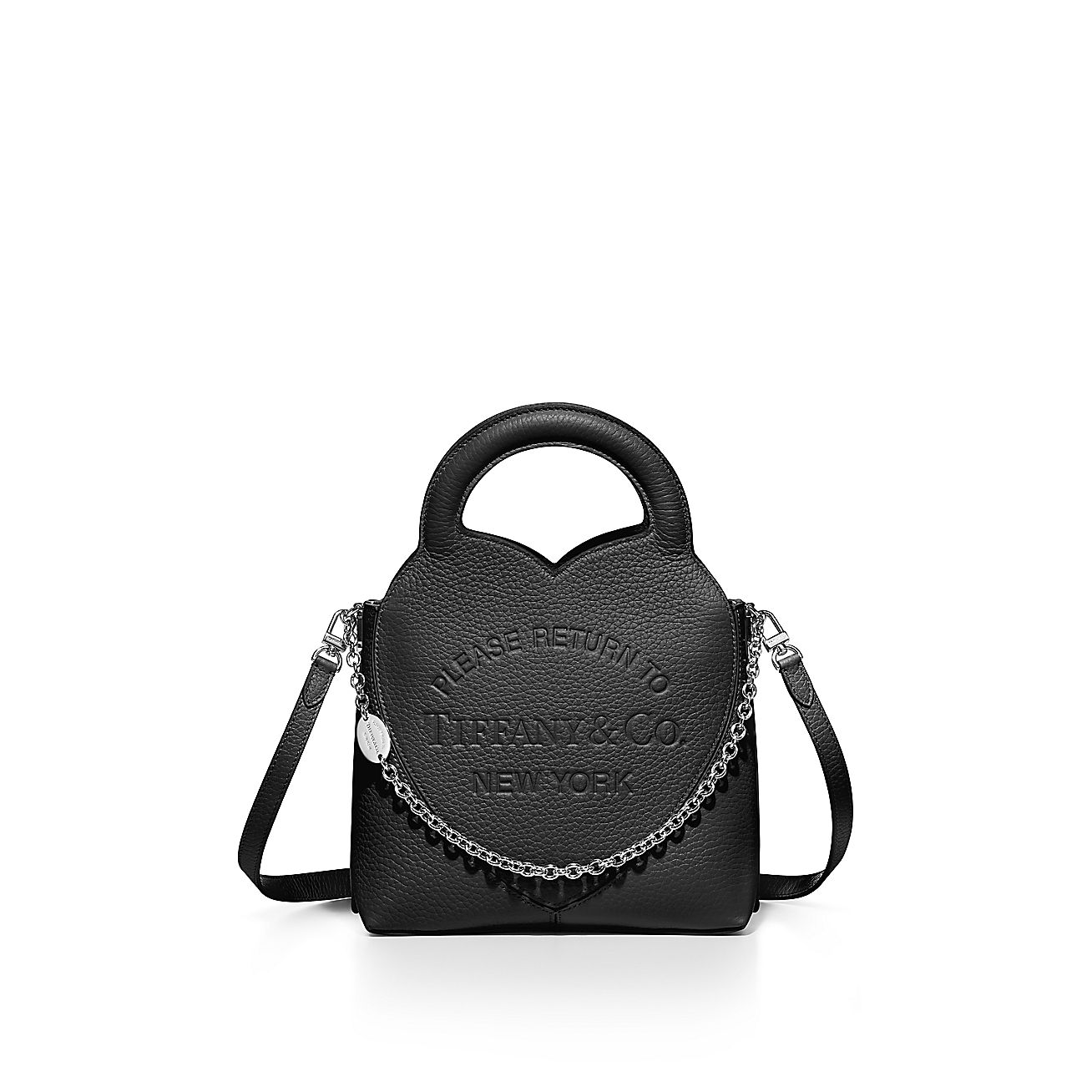Return to Tiffany® Mini Tote Bag in Black Leather | Tiffany & Co. US