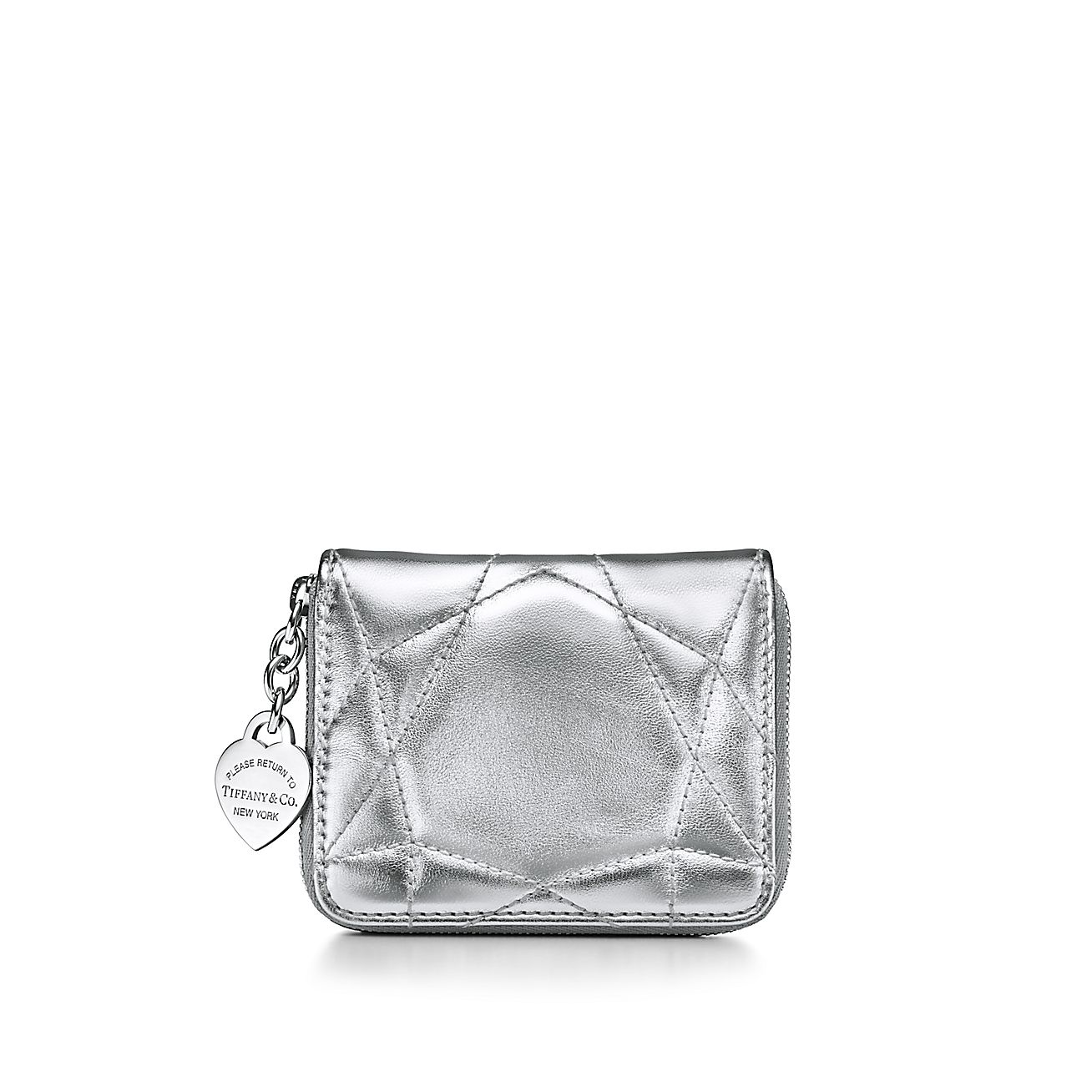 Return to Tiffany™ Padded Small Wallet in Silver-coloured Leather ...
