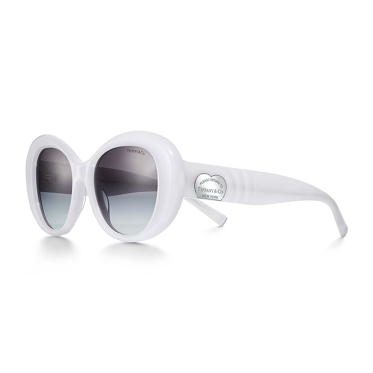 Return To Tiffany® Sunglasses In Opal White Acetate With Gray Lenses
