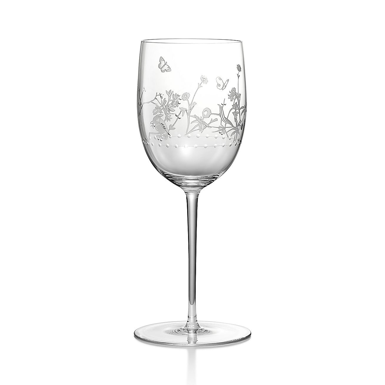 핸드 에칭 글래스 소재의 Tiffany Audubon 화이트 와인 글래스 Tiffany And Co