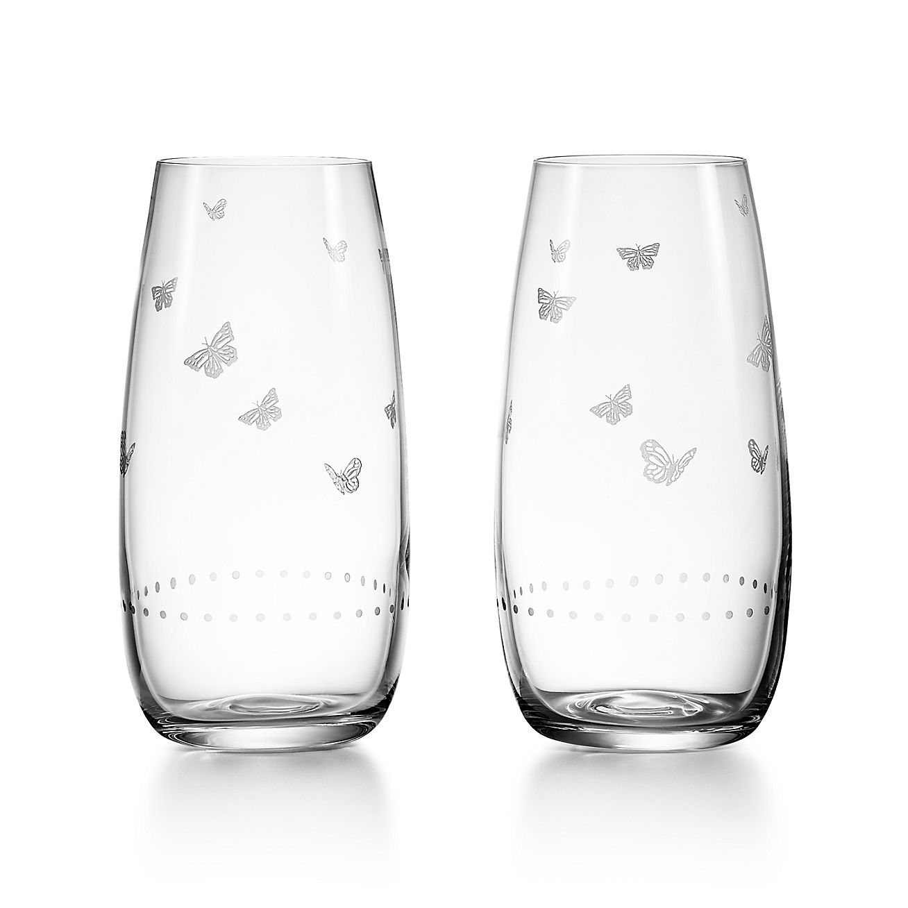 Tiffany Audubon Stemless Champagne Flute In Crystal Glass Set Of Two