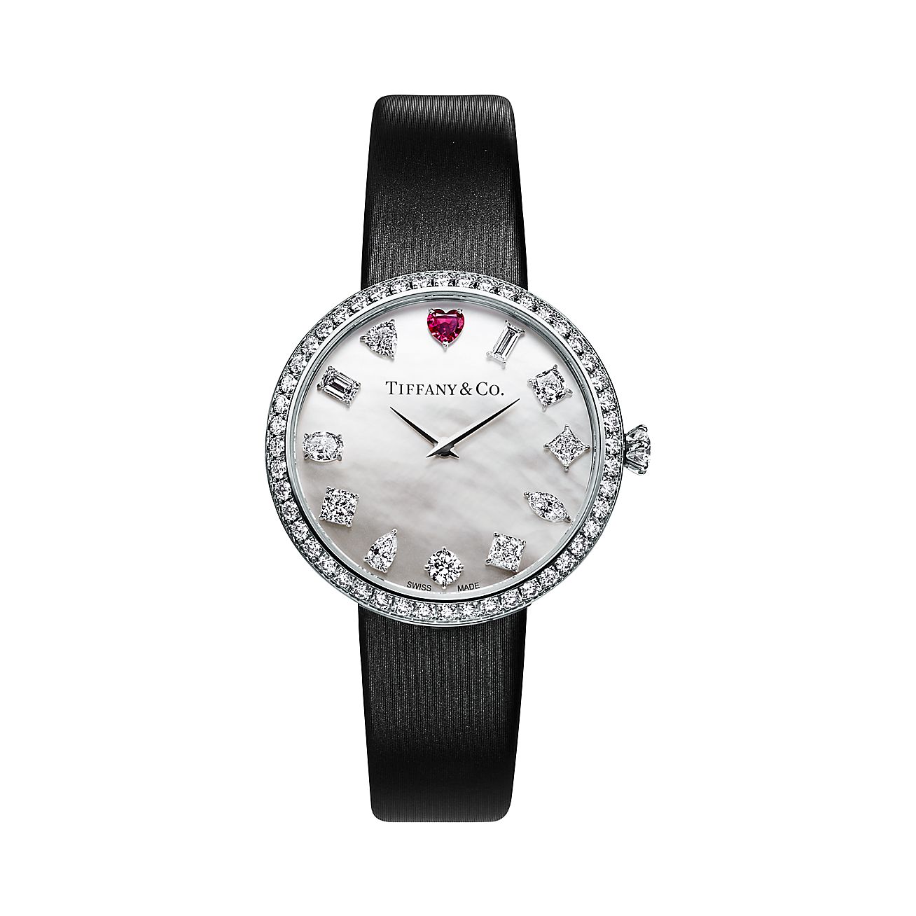 Tiffany Eternity 32 MM Round Watch in White Gold with a Rubellite and ...