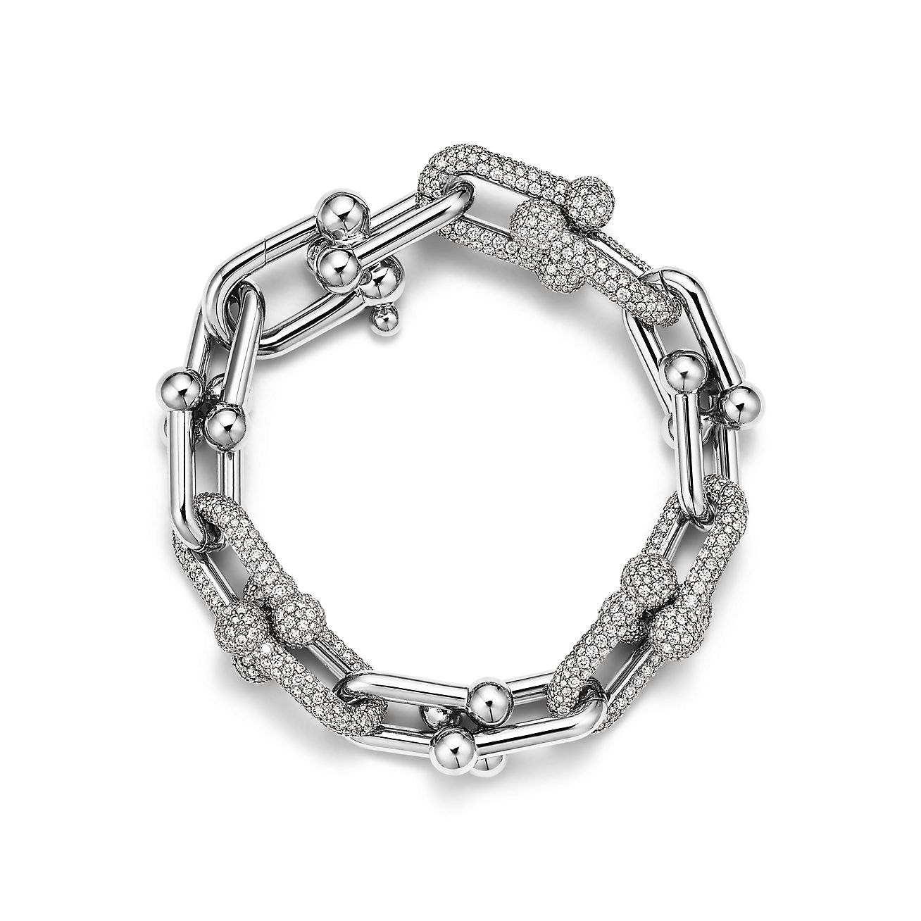 Tiffany HardWear Large Link Bracelet in White Gold with Diamonds ...