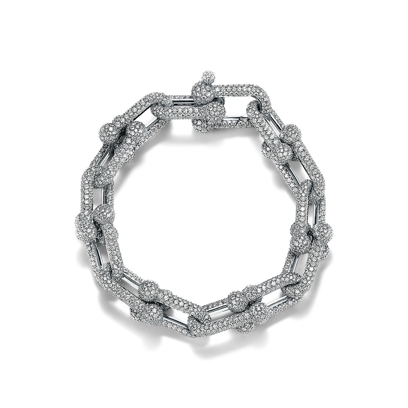 Tiffany HardWear Large Link Bracelet in White Gold with Pavé Diamonds ...
