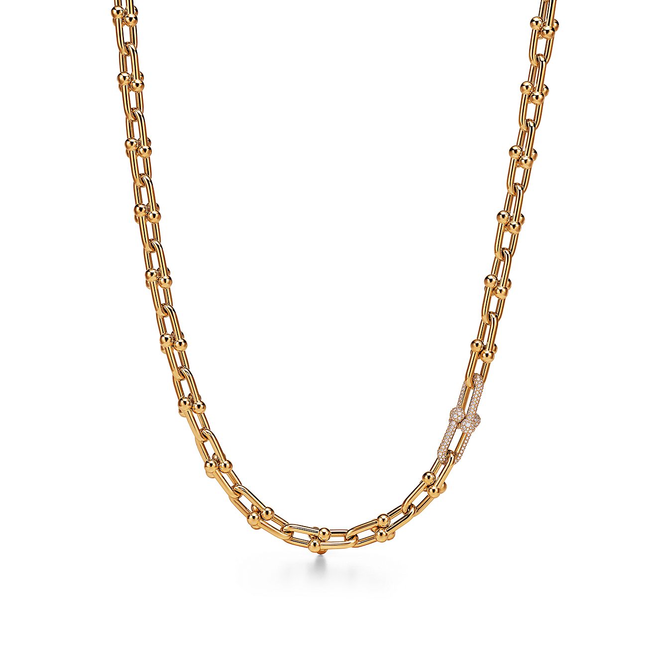 Tiffany HardWear Medium Link Necklace in Yellow Gold with Diamonds ...