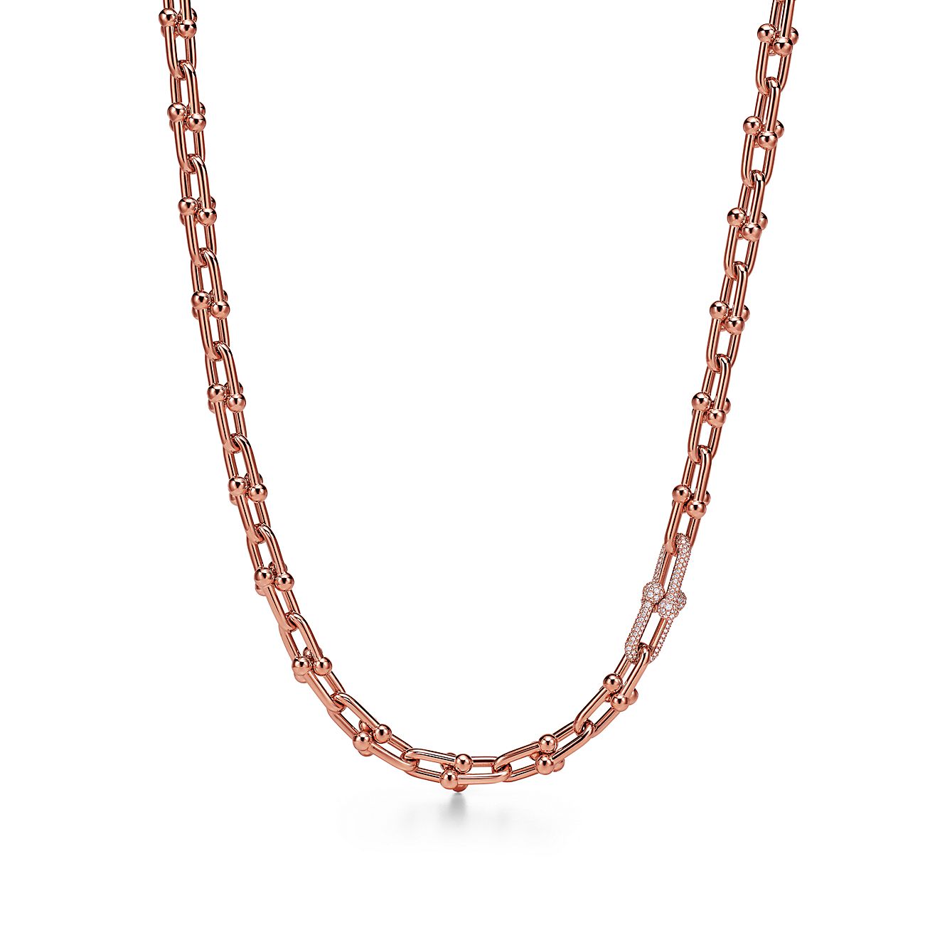 Tiffany HardWear Medium Link Necklace in Rose Gold with Diamonds ...