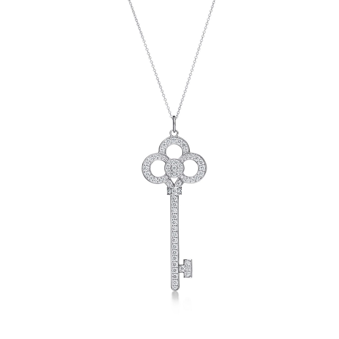 Tiffany Keys crown key in platinum with pavé diamonds. | Tiffany & Co.