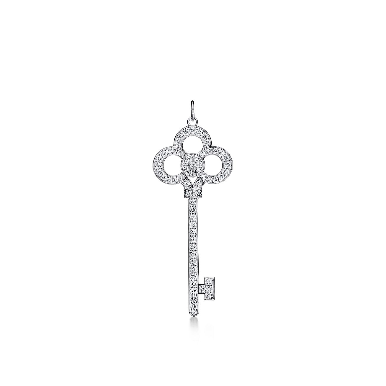 Tiffany Keys crown key in platinum with pavé diamonds. | Tiffany & Co.