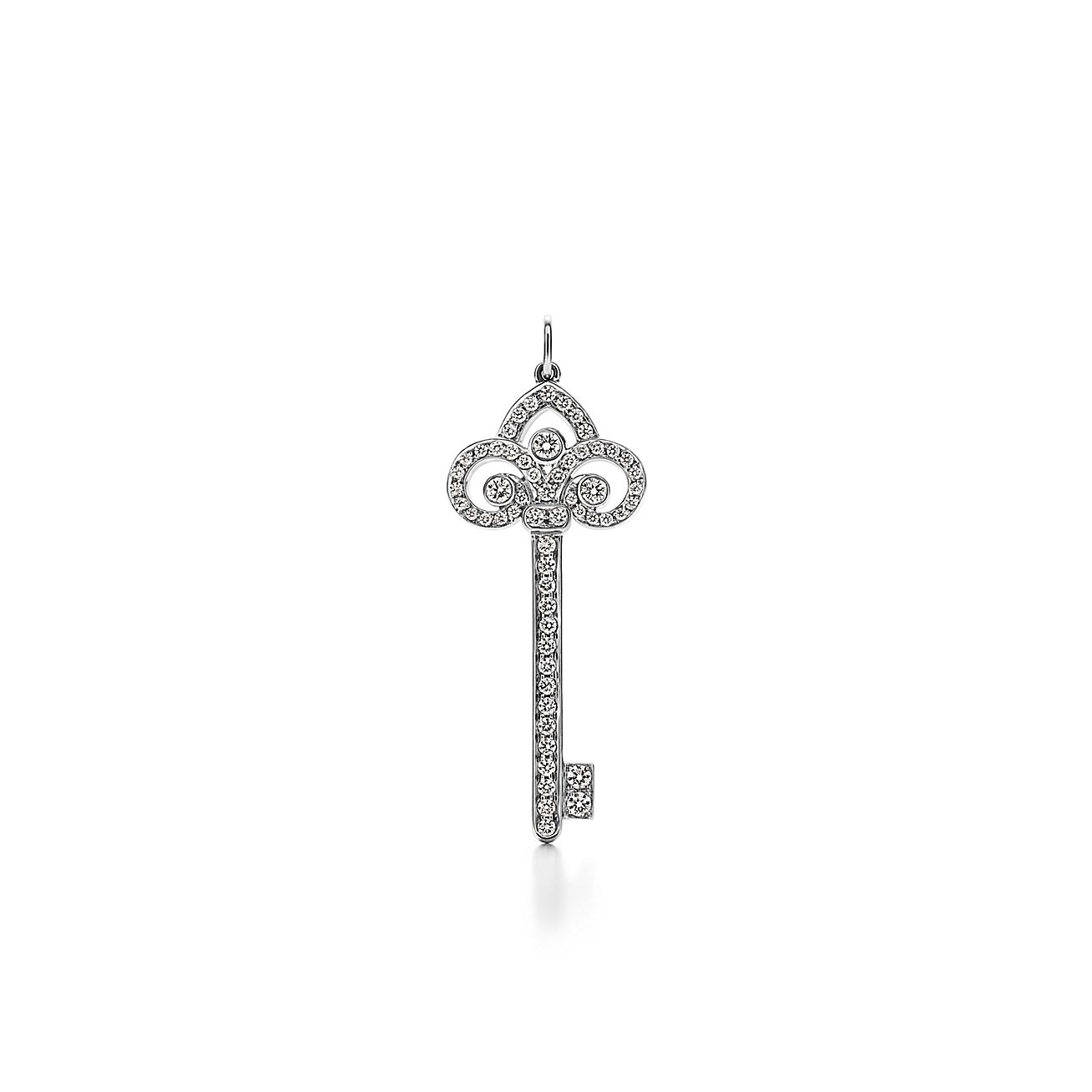 Tiffany Keys fleur de lis key pendant in platinum with diamonds ...