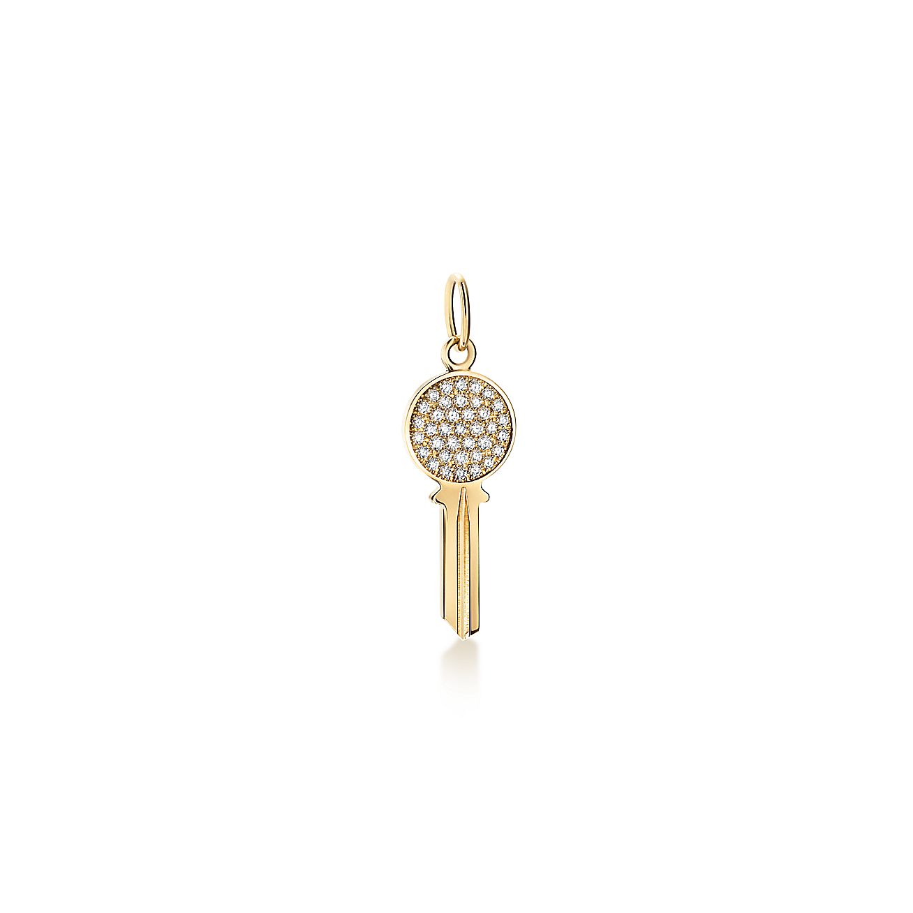Tiffany Keys modern keys round key pendant in 18k gold with diamonds ...