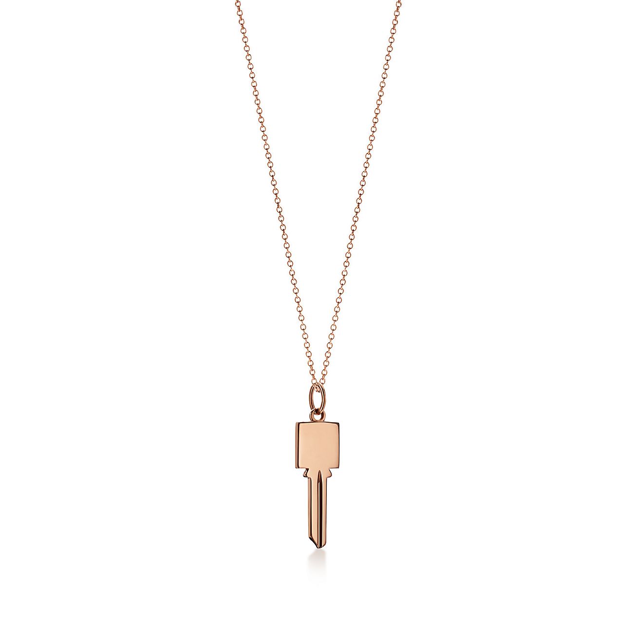 Tiffany Keys modern keys square key pendant in 18k rose gold, mini ...