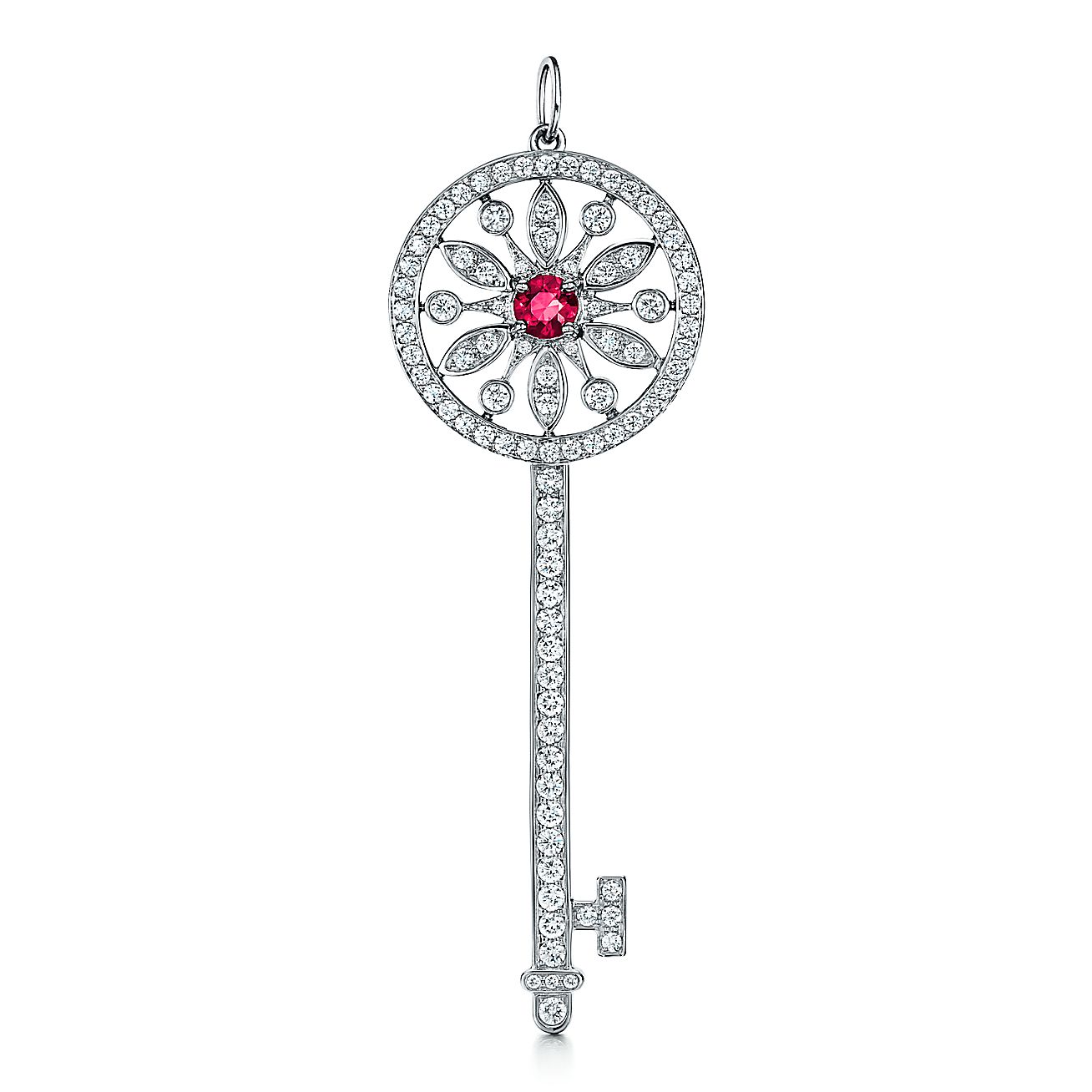 Tiffany Keys Round Star Key Pendant In Platinum With Diamonds And Tiffany Keys Round Star Key Pendant In Platinum With Diamonds And