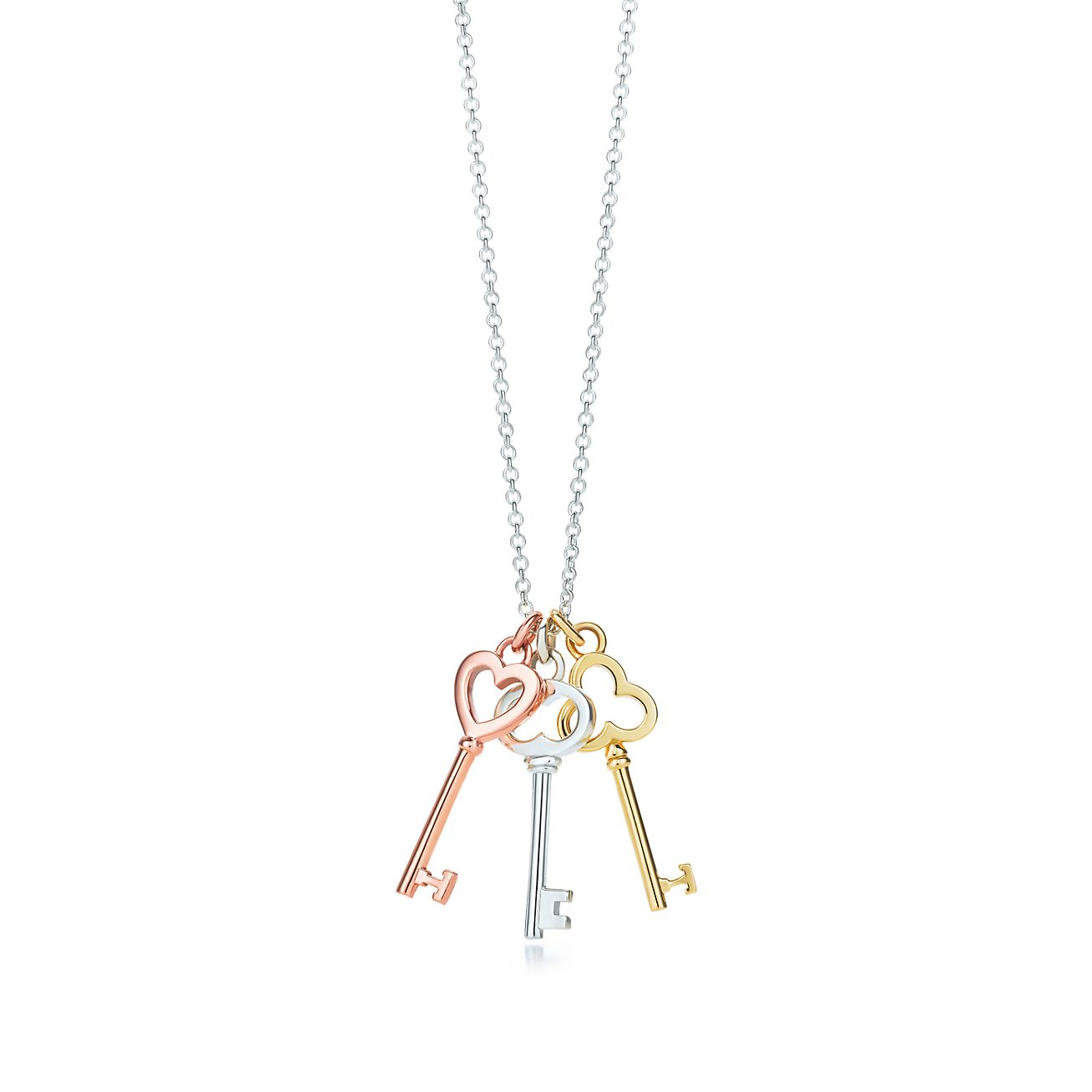 Tiffany Keys mini three-key pendant in silver and 18k rose and yellow ...