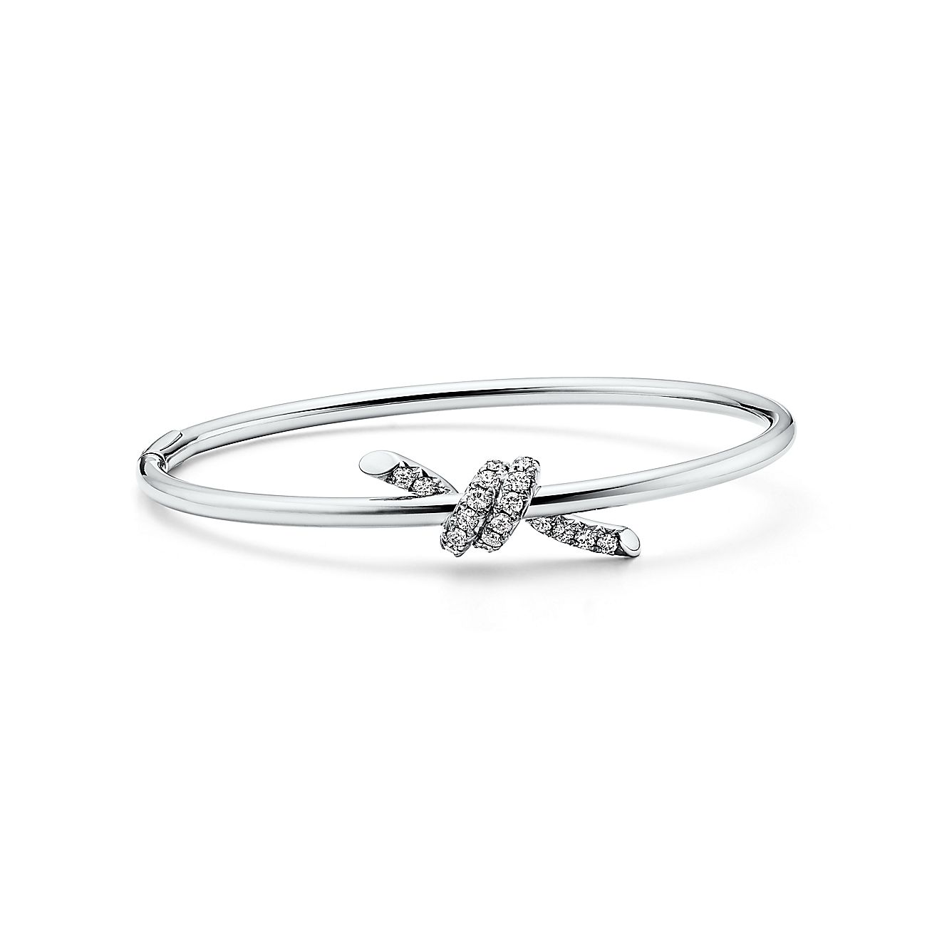Tiffany Knot Wire Bangle in White Gold with Diamonds | Tiffany & Co. CA