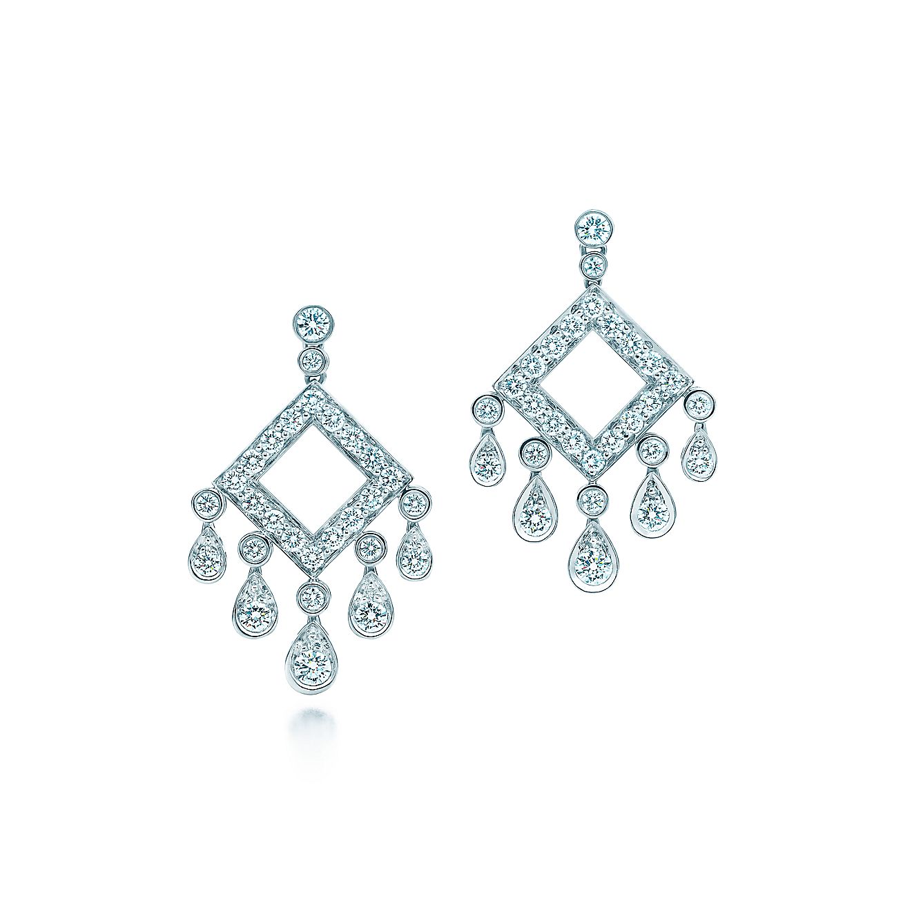 Tiffany Legacy Collection open square drop earrings in platinum with ...