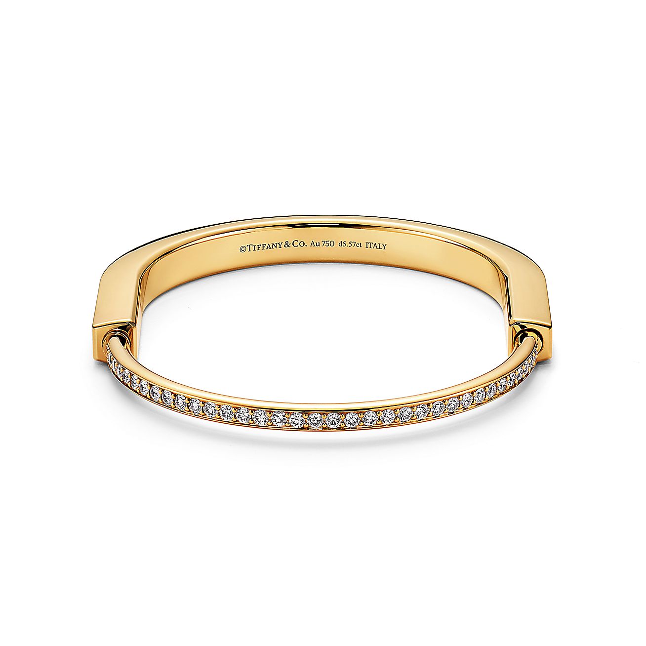 Tiffany Lock Bangle in Yellow Gold with Full Pavé Diamonds | Tiffany & Co.